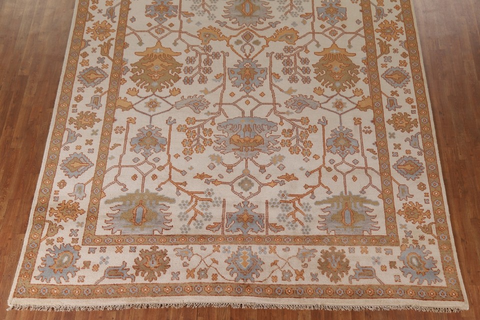 All-over Pattern Oushak Ivory Area Rug 9x12 ft. Wool Hand-knotted ...