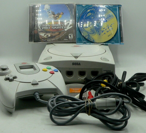 Dreamcast Console System w/ Wires, Controller, Memory Card & 2 Games ...