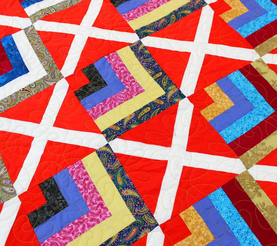 Unique patchwork Chevron Stripe FINISHED QUILT - Great Scrap Quilt Look ...