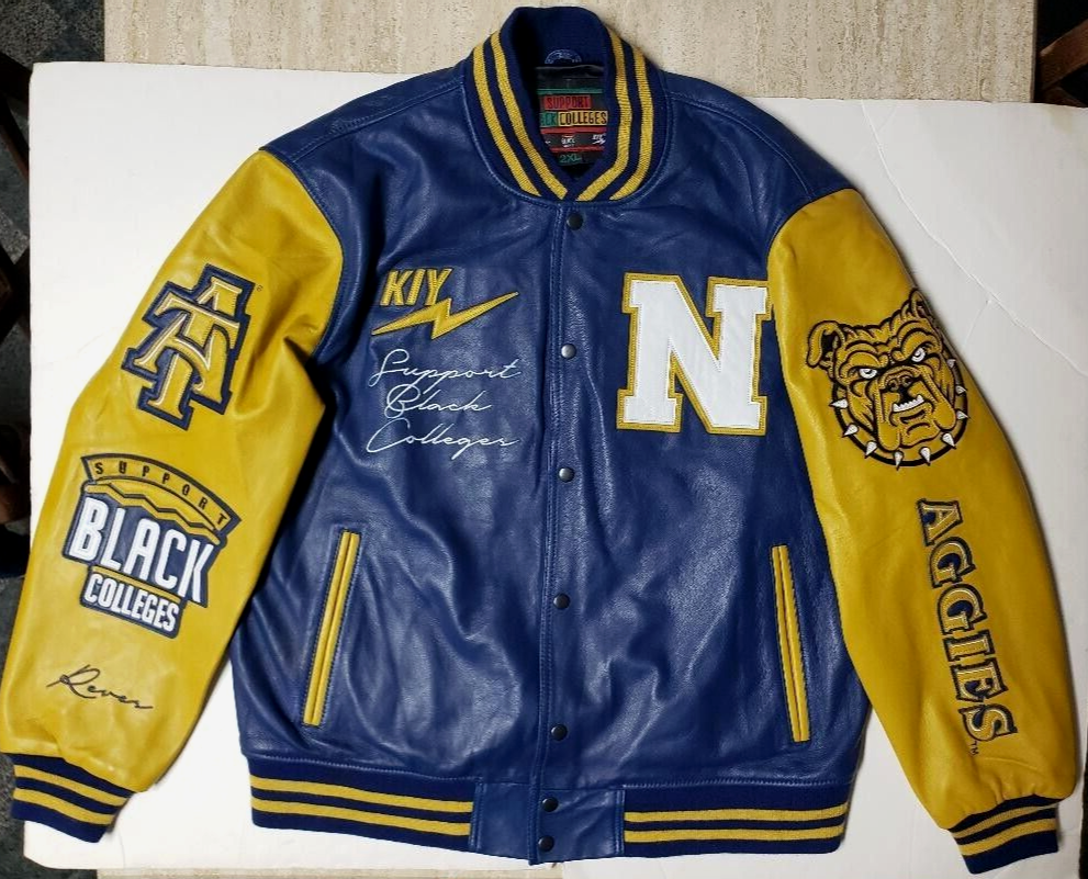 BN Beautiful KIY SUPPORT BLACK COLLEGES N AGGIES Leather Jacket XL | eBay