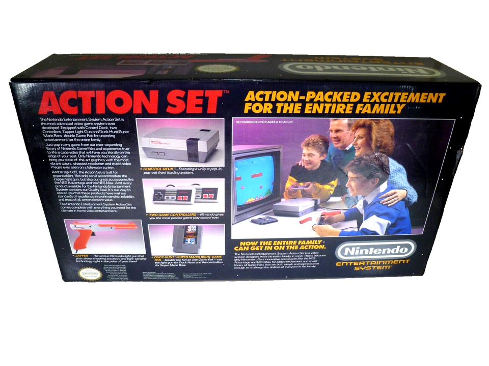 1987 Nintendo Action Set Vintage Console w/ Zapper Gun & Duck Hunt New ...