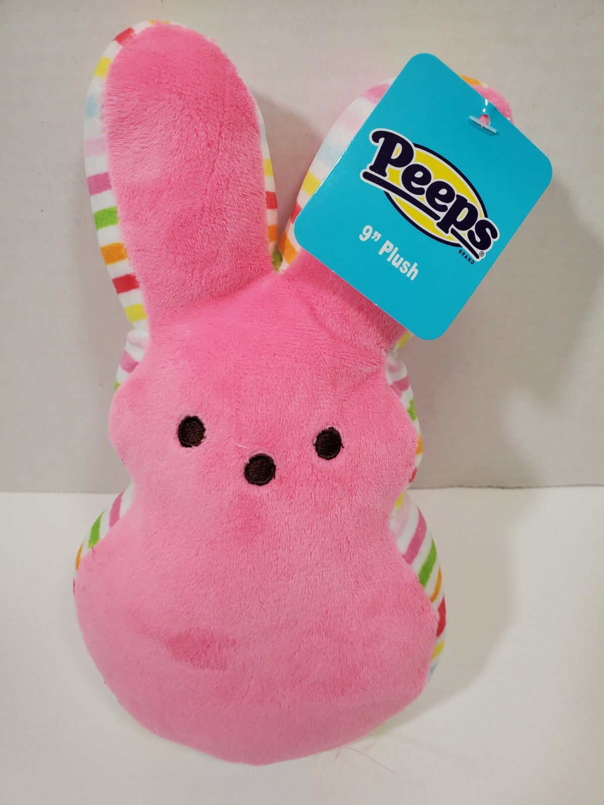 NEW PEEPS Pink Plush Bunny w/ Pastel Colored Striped Sides 9" Stuffed ...