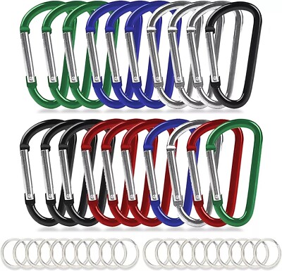50/100x 2"/3" Aluminum Carabiner D Shape Spring Clip Key Hook Keychain ...