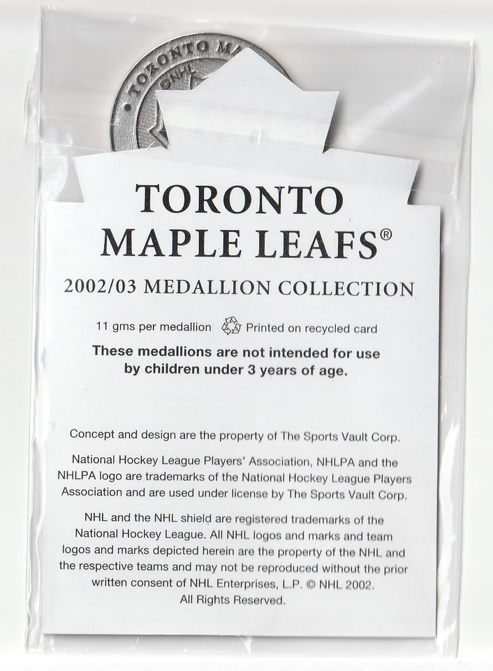 2002-03 Toronto Sun Toronto Maple Leafs Medallion Thomas Kaberle In ...