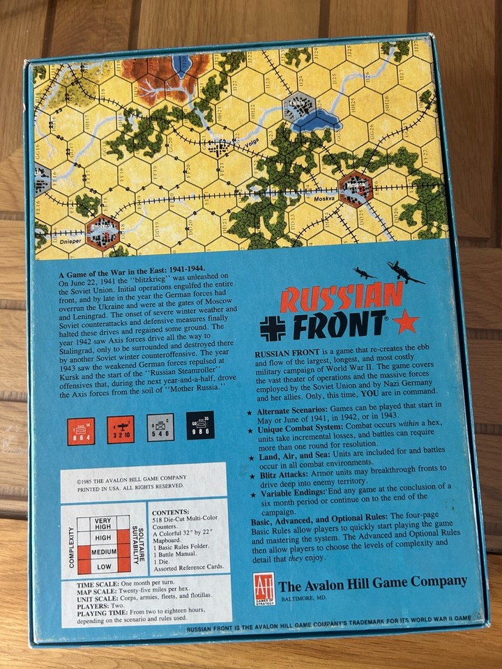 Avalon Hill RUSSIAN FRONT WWII Game 1985 Punched counters | eBay