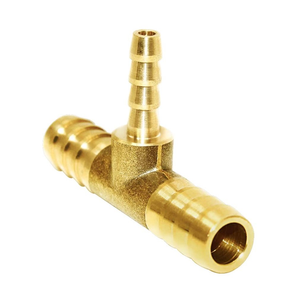 Brass Barb Reducer Tee 3 Way Union Fitting Intersection 3/8x3/16x3/8 Barb OD | eBay