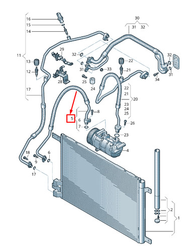 VW GOLF VII 5G MK7 A/C DISCHARGE REFRIGERANT LINE 5Q0816721AB NO DUTY ...