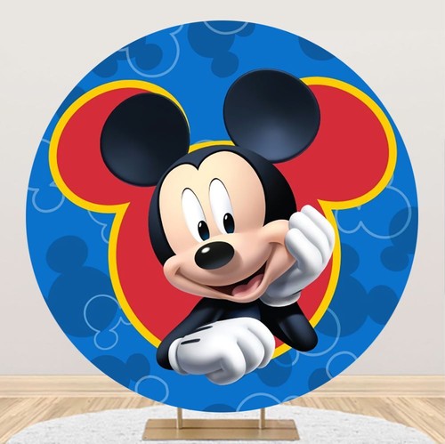 Round Mickey Mouse Boys Happy Birthday Photo Backdrops Background Party ...