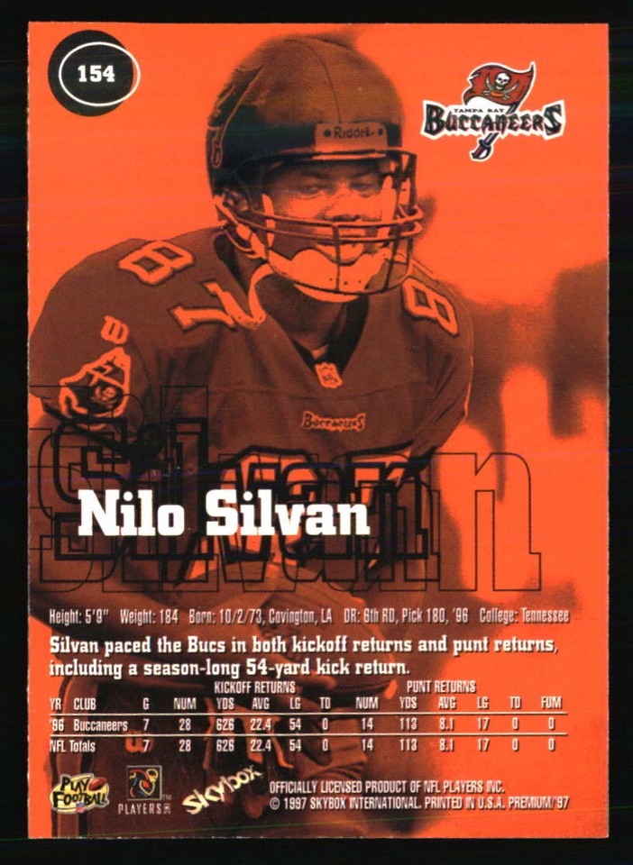 Nilo Silvan 1997 SkyBox Premium #154 FOOTBALL Card | eBay
