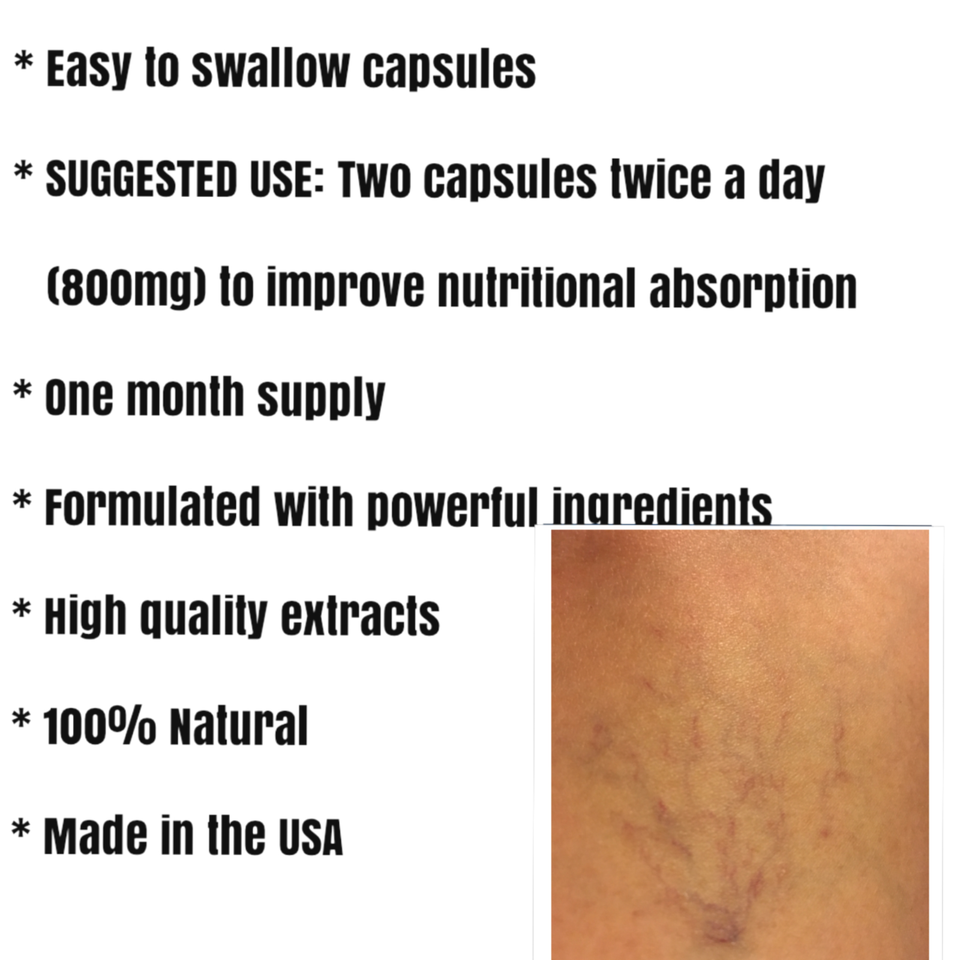 VEIN HEALTH, BETTER BLOOD CIRCULATION, 120 Capsules, Strong Veins, Vein ...
