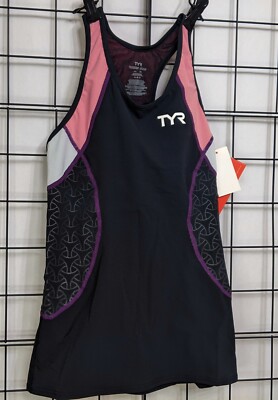 TYR Women's Competitor Tri/Gym/Run/Yoga Tank, Size XS, Black/Pink Racer ...
