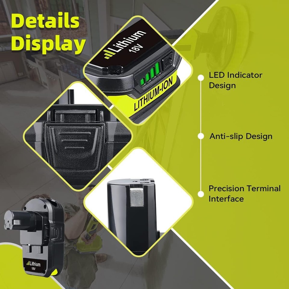 4Pack Battery 3.6Ah Lithium P102 for Ryobi 18V Cordless Tool P108 P105 ...