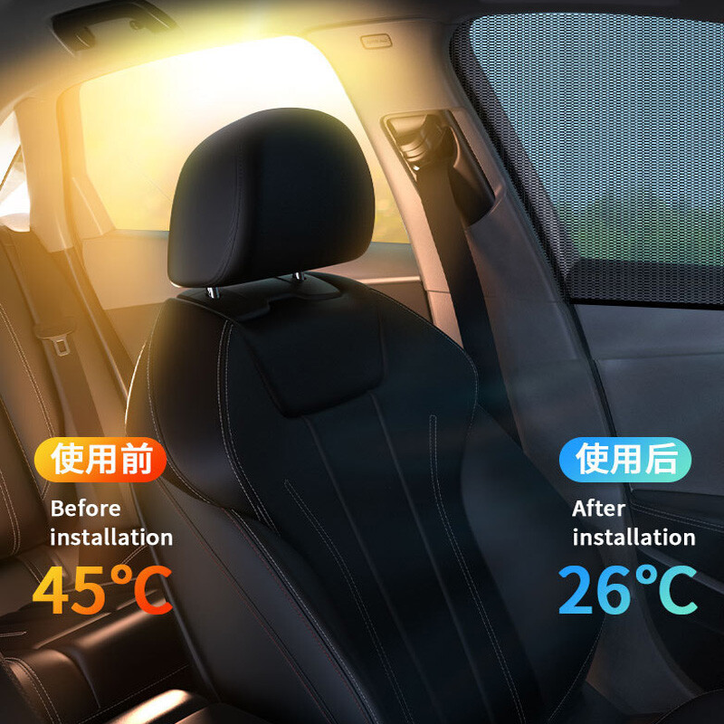 4PCS Car Window Screen Mesh Cover Mosquito Bugs Net Sun UV Protection ...