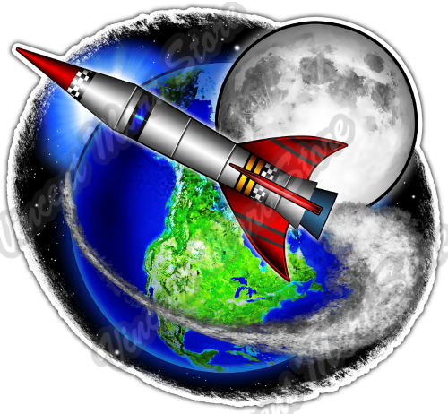 Space Rocket Ship Science Nasa Moon Earth Car Bumper Vinyl Sticker ...