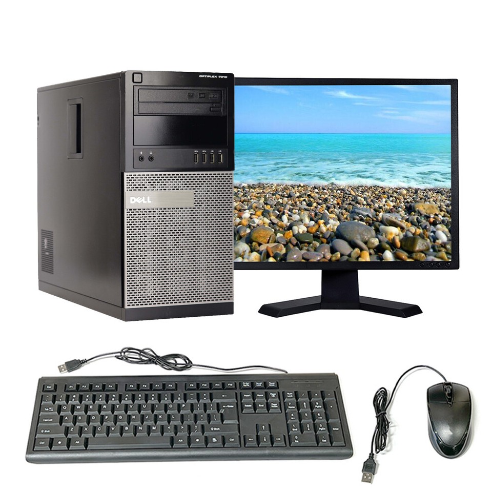 Dell Desktop Computer PC Tower Core i5 16GB 2TB HD/SSD 22" LCD Windows ...