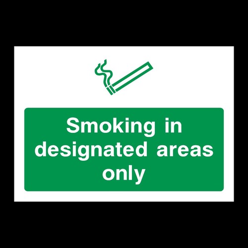Smoking in Designated Areas Only Plastic Sign OR Sticker A6 A5 A4 (PS3 ...