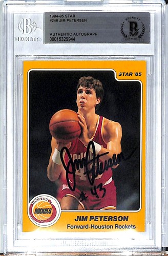 1984-85 Star JIM PETERSEN Rockets Signed Auto Card #246 Beckett BAS ...