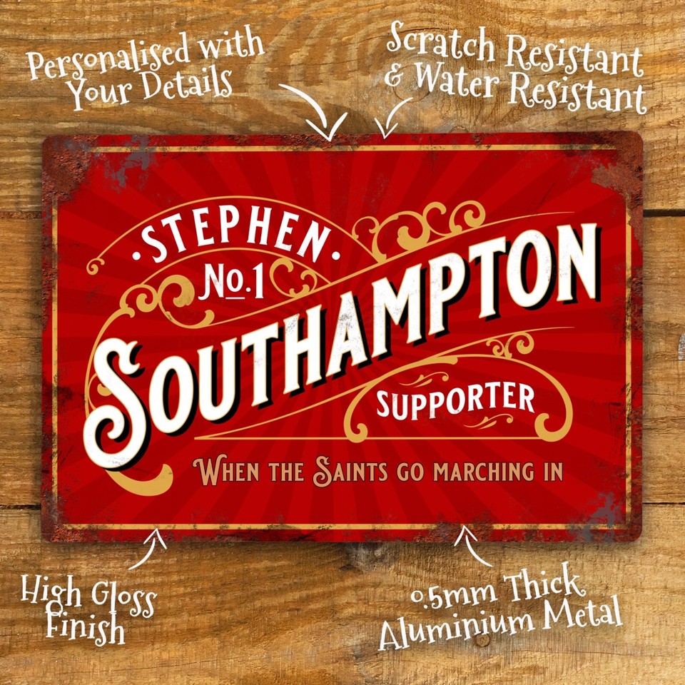 Personalised Southampton Football Sign Metal Plaque Vintage Retro ...