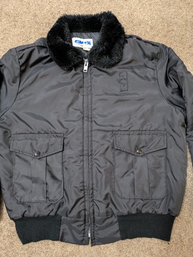 Vintage Galls Gear Police Jacket Mens Large Black Quilted Full Zip ...