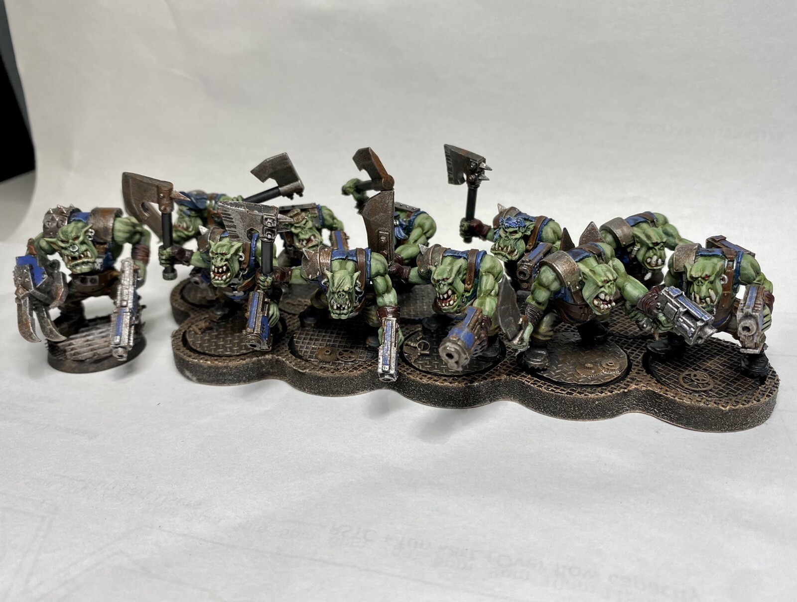 Warhammer 40k Deffskullz Ork Boyz Choppa & Nob (11) well painted. | eBay