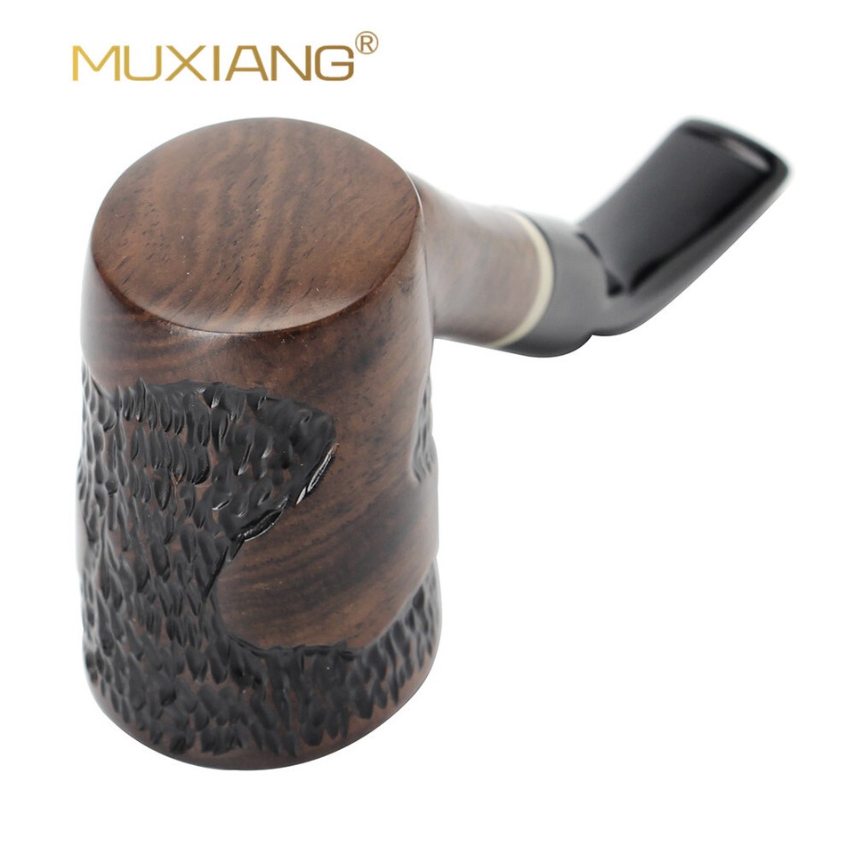 Poker Pipe Wooden Handmade Carved Tobacco Pipe 9mm Filter Bent Stem ...