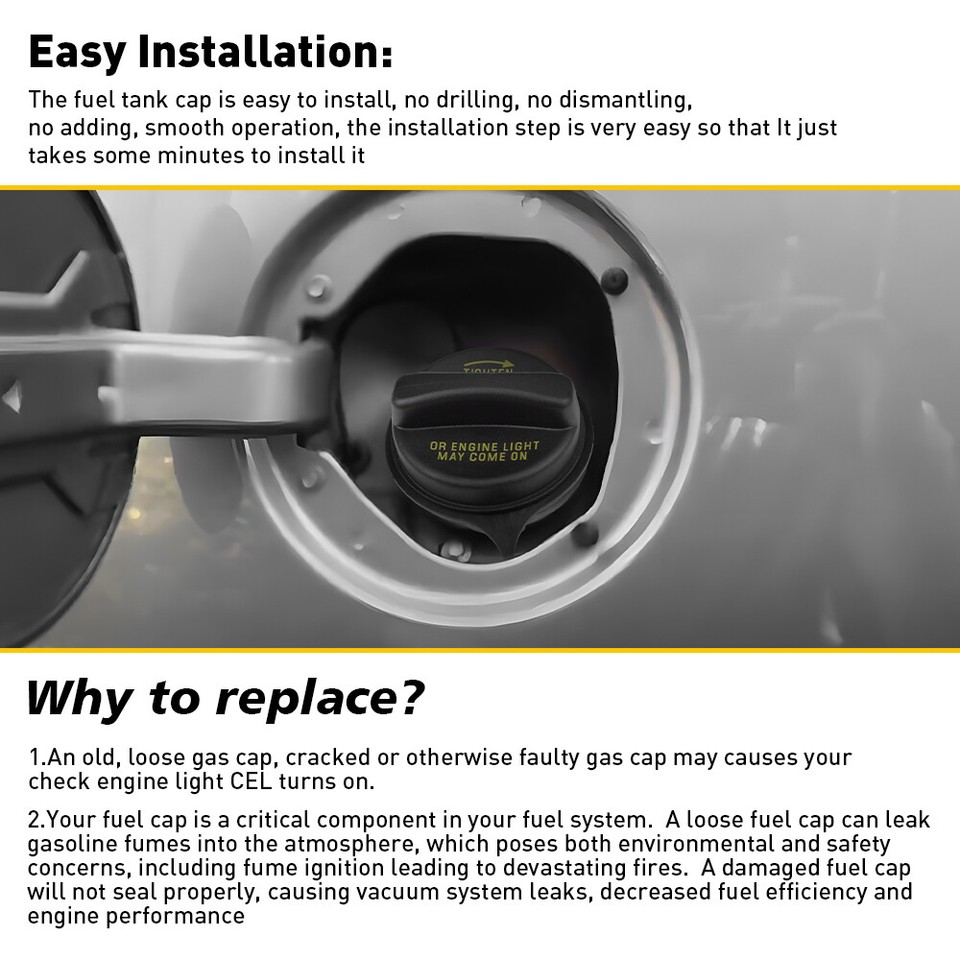 For 97-09 FORD F150 F-150 FUEL GAS TANK FILLER CAP WITH TETHER OEM ...