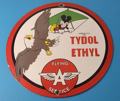 Vintage Flying A Gasoline Sign - Porcelain Aviation Service Hang Glider ...