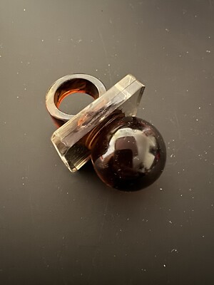 ABSTRACT LUCITE RING AMBER BROWN RING RARE | eBay