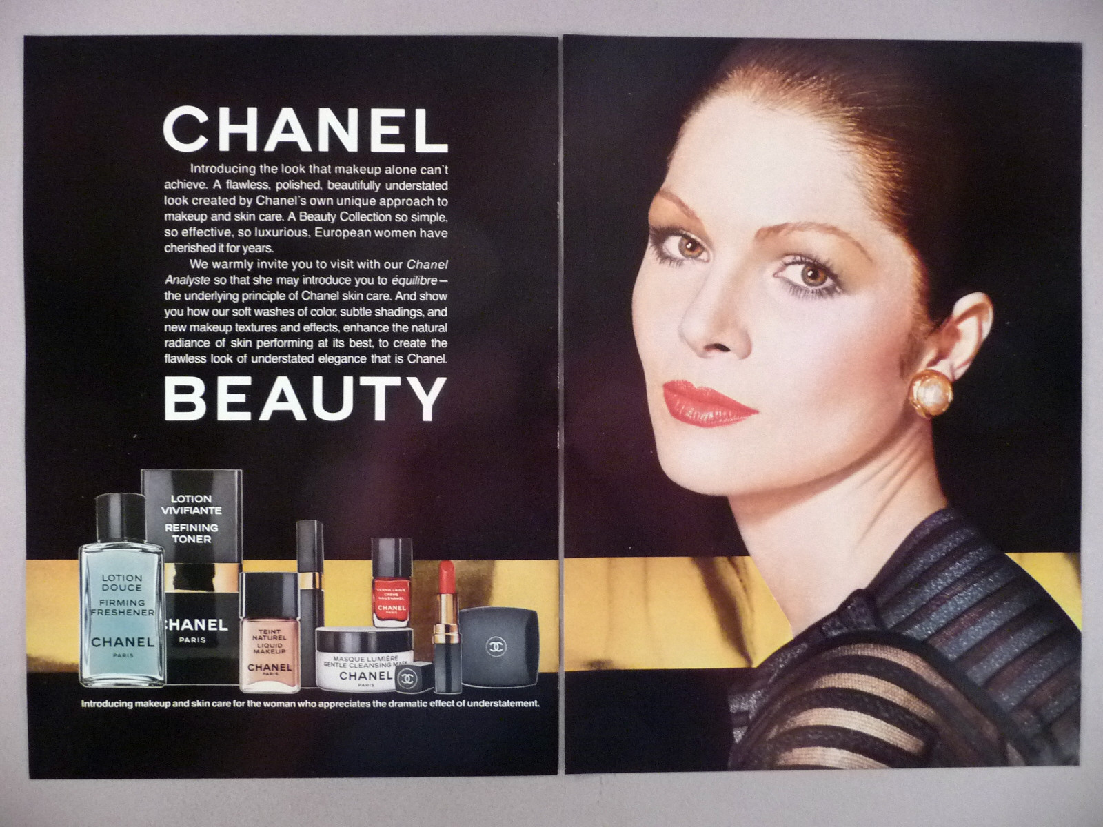 Chanel Makeup Cosmetics 2-Page PRINT AD - 1977 ~~ skin care, beauty ...