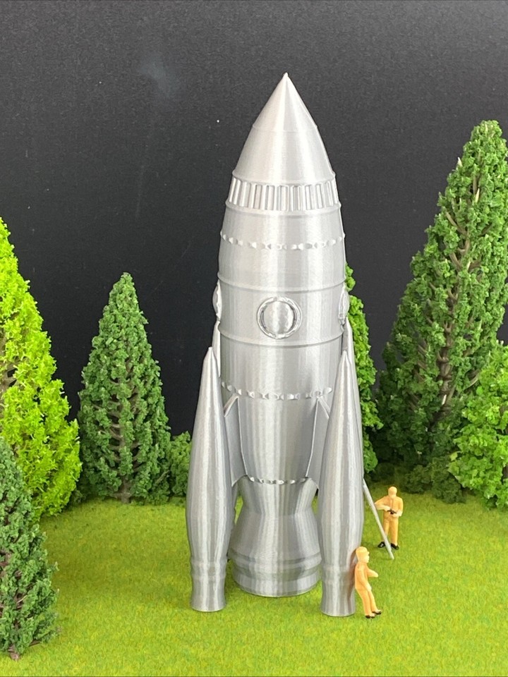 1950s Style Spaceship 6" Tall - 3D Printed HO Scale, Steel Appearance ...