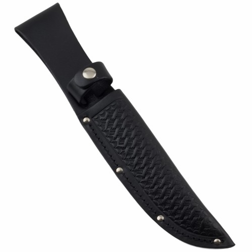 Black Basketweave Leather Straight Fixed Blade Knife Sheath 6" Blade | eBay