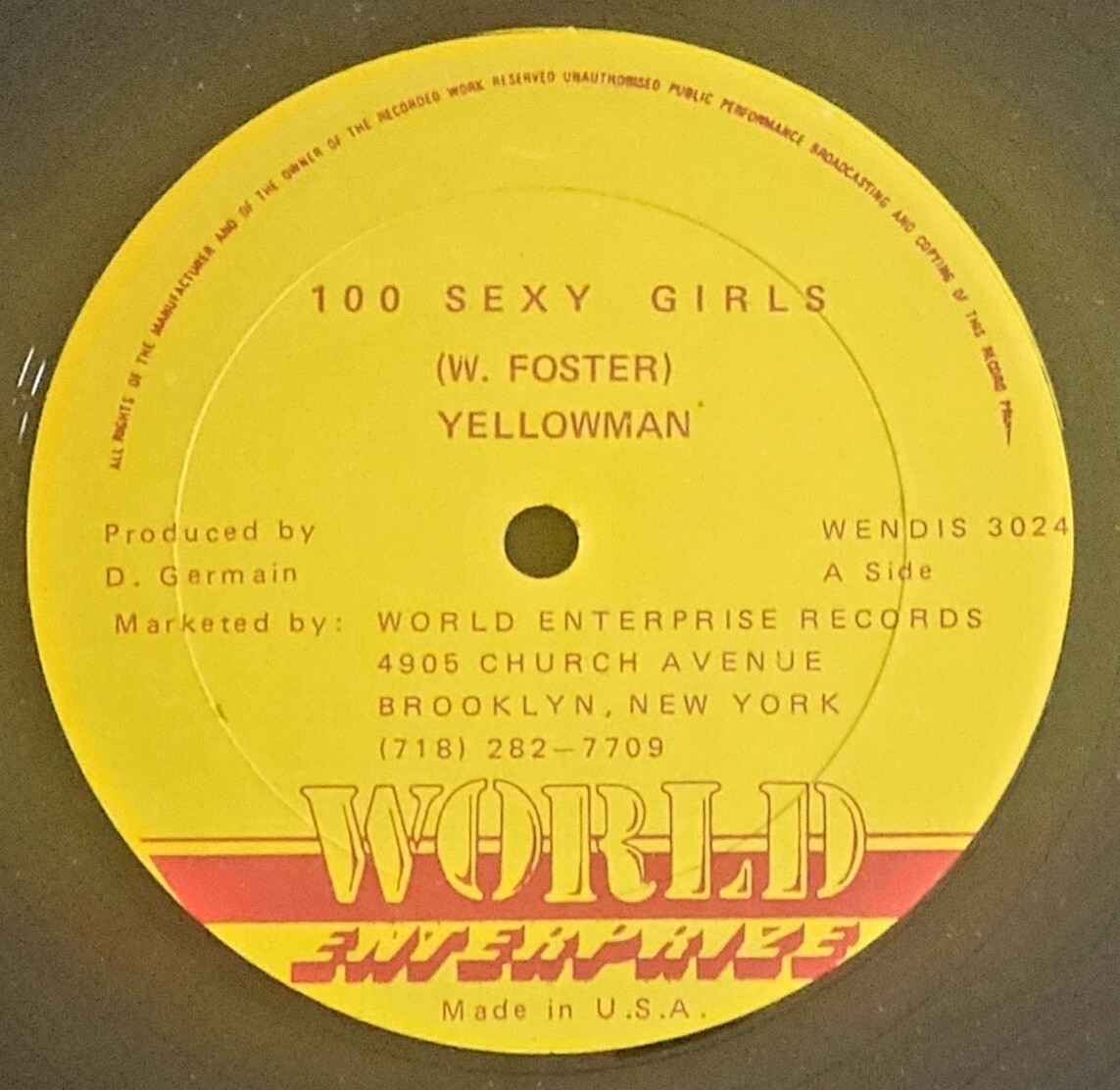 YELLOWMAN 100 SEXY GIRLS 12" REGGAE RARE NOS DONOVAN GERMAIN WORLD ...