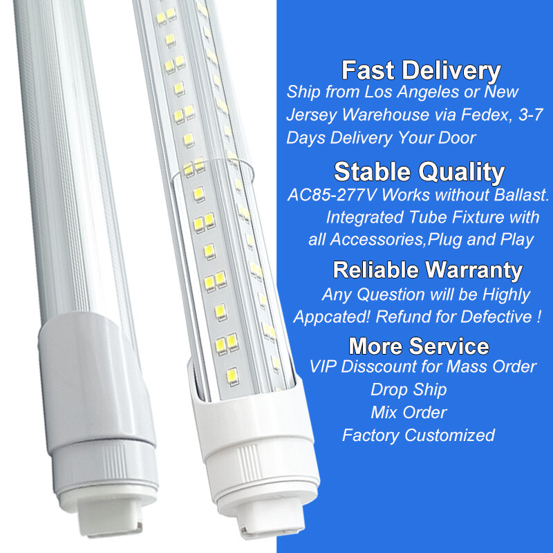 8 Foot T12 2 Pin Led Replacement Bulbs, 8Ft R17D Led F96T12 HO Bulbs NO ...