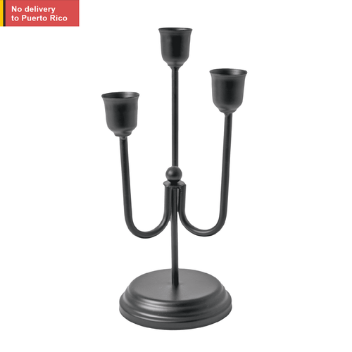 3-Arm Black Metal Taper Candle Holder – Elegant Gothic Decor for ...