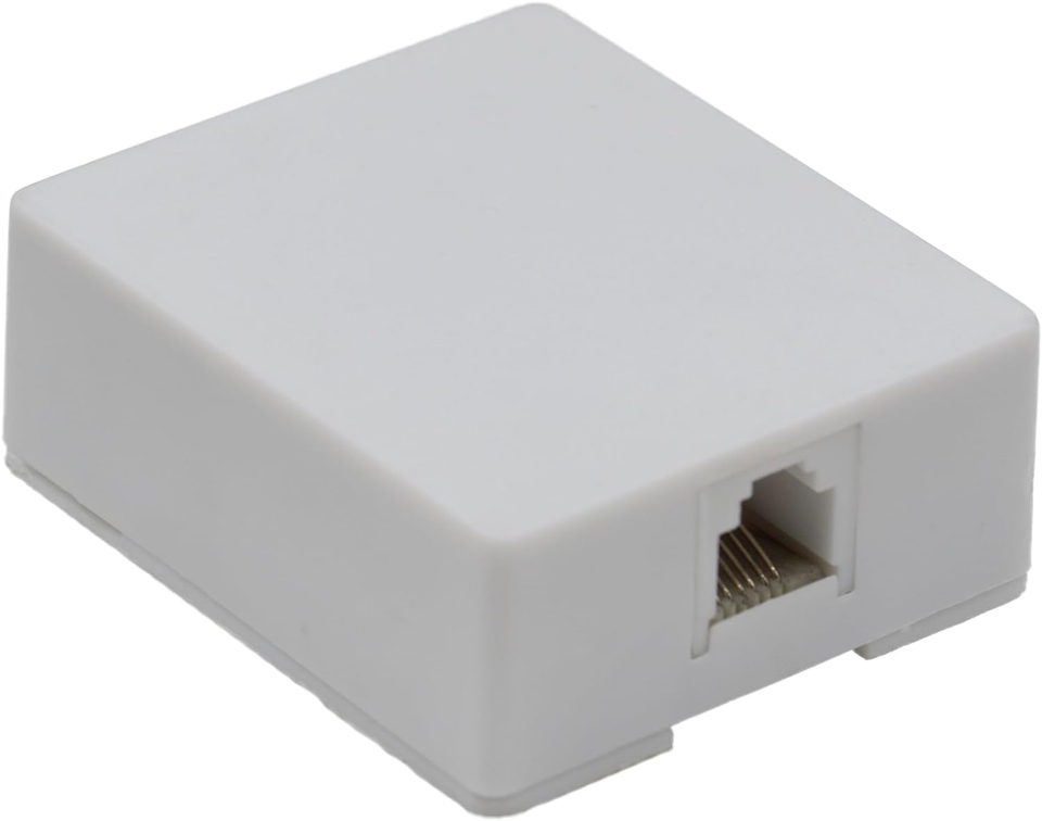 Phone Surface Mount Jack, White, RJ11 / RJ12, Single Port Telephone ...