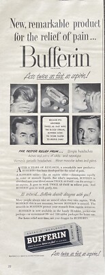 Vtg Print Ad 1949 Bufferin Pain Relief Medicine Retro Health Home Wall ...