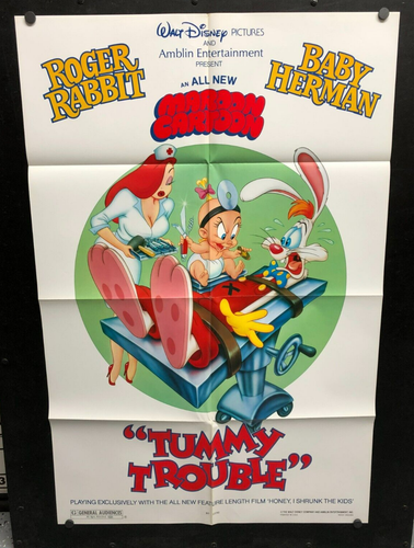 1989 Disney TUMMY TROUBLE One Sheet Movie Poster 27 x 41 Roger Rabbit ...