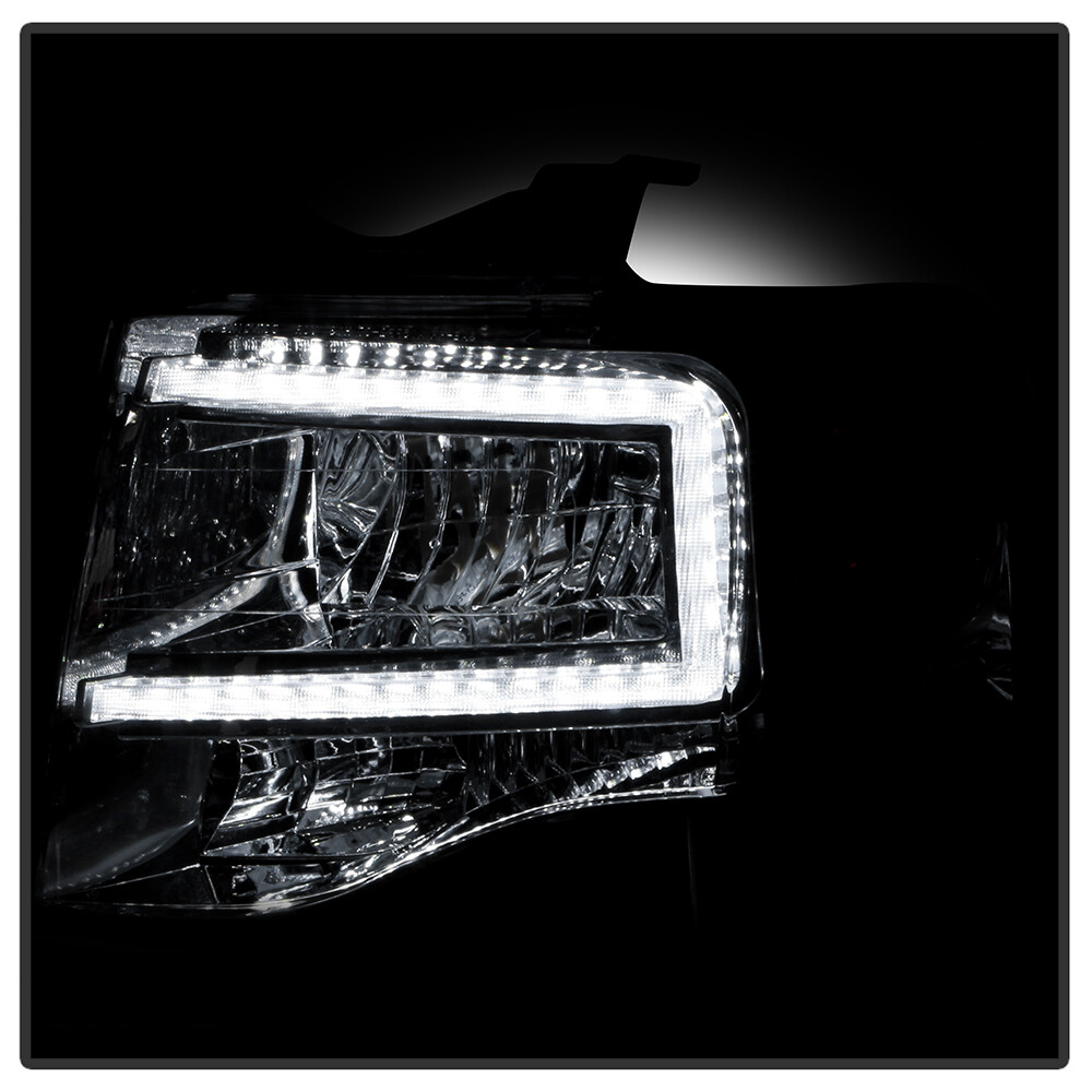 For 2007-2014 Ford Expedition Upgrade Chrome LED Tube Headlights Pair ...