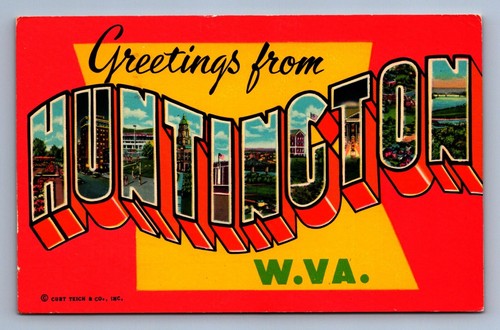 Postcard Vtg Large Letter Huntington West Virginia Greetings | eBay