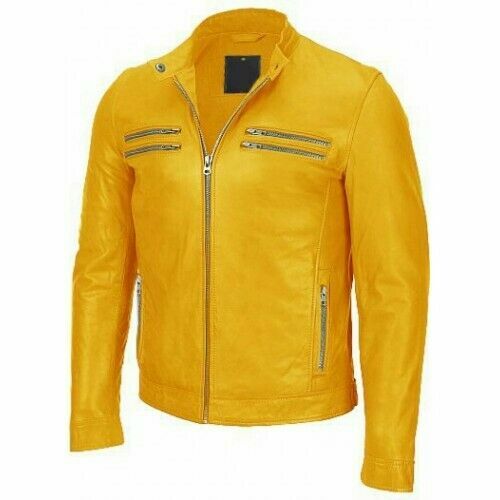 Yellow Leather Jacket Men