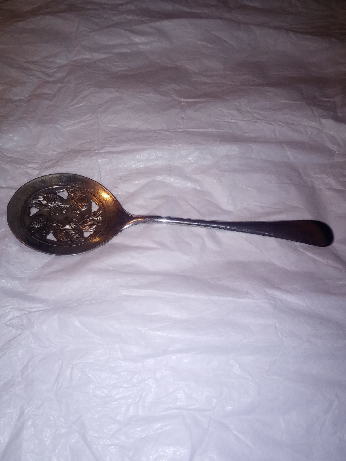 Vintage Leonard ITALY Silver Plated pierced Serving Spoon acorn design ...