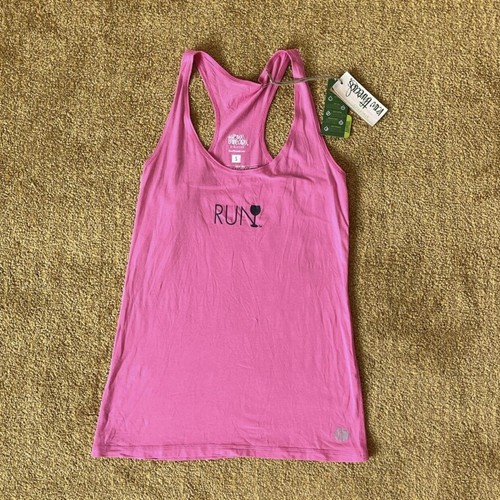 Raw Threads Organic Cotton/Bamboo Blend “RUN” Pink Tank Top. Size Small ...