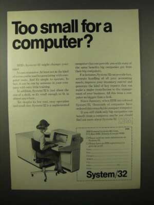 1975 IBM System/32 Computer Ad - Too Small For? | eBay