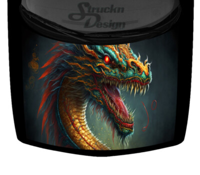 Sharp Green Gold Stringy Jagged Dragon Hood Wrap Vinyl Graphic Decal 58 ...