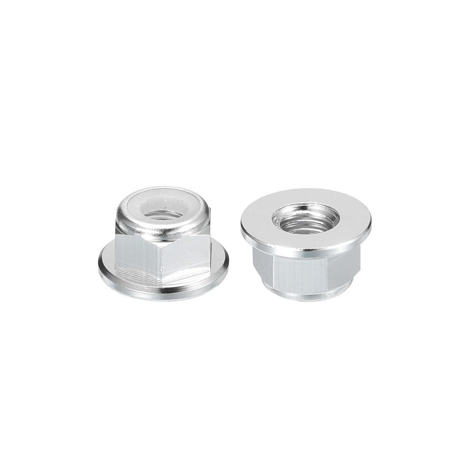 M5x0.8mm Flange Nylon Insert Lock Nuts, 50Pcs Aluminum Alloy, Silver ...