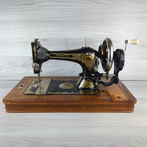 Vintage Harris Hand Crank Sewing Machine Complete With Case Circa 1910 ...