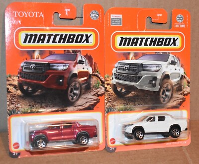 Matchbox 2018 TOYOTA HILUX PICKUP RED & WHITE LOT OF 2 NEW | eBay