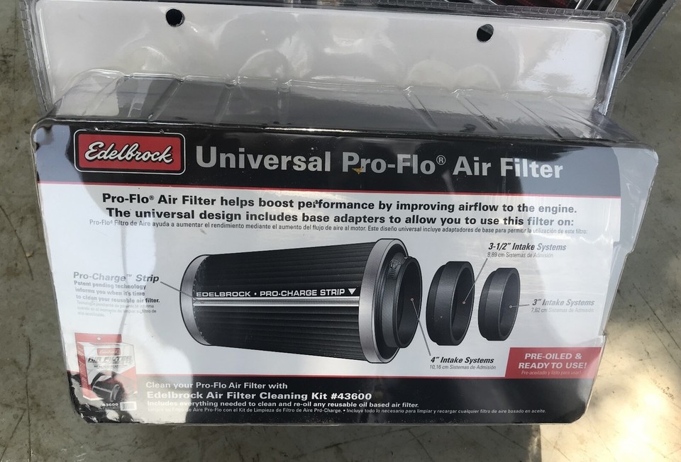 Edelbrock 43690 Pro-Flo Air Filter Cone 10.5 Tall Black/Chrome | eBay