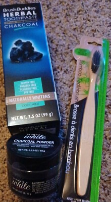 Brush Buddies Ultimate White Charcoal Powder Herbal Toothpaste Bamboo ...