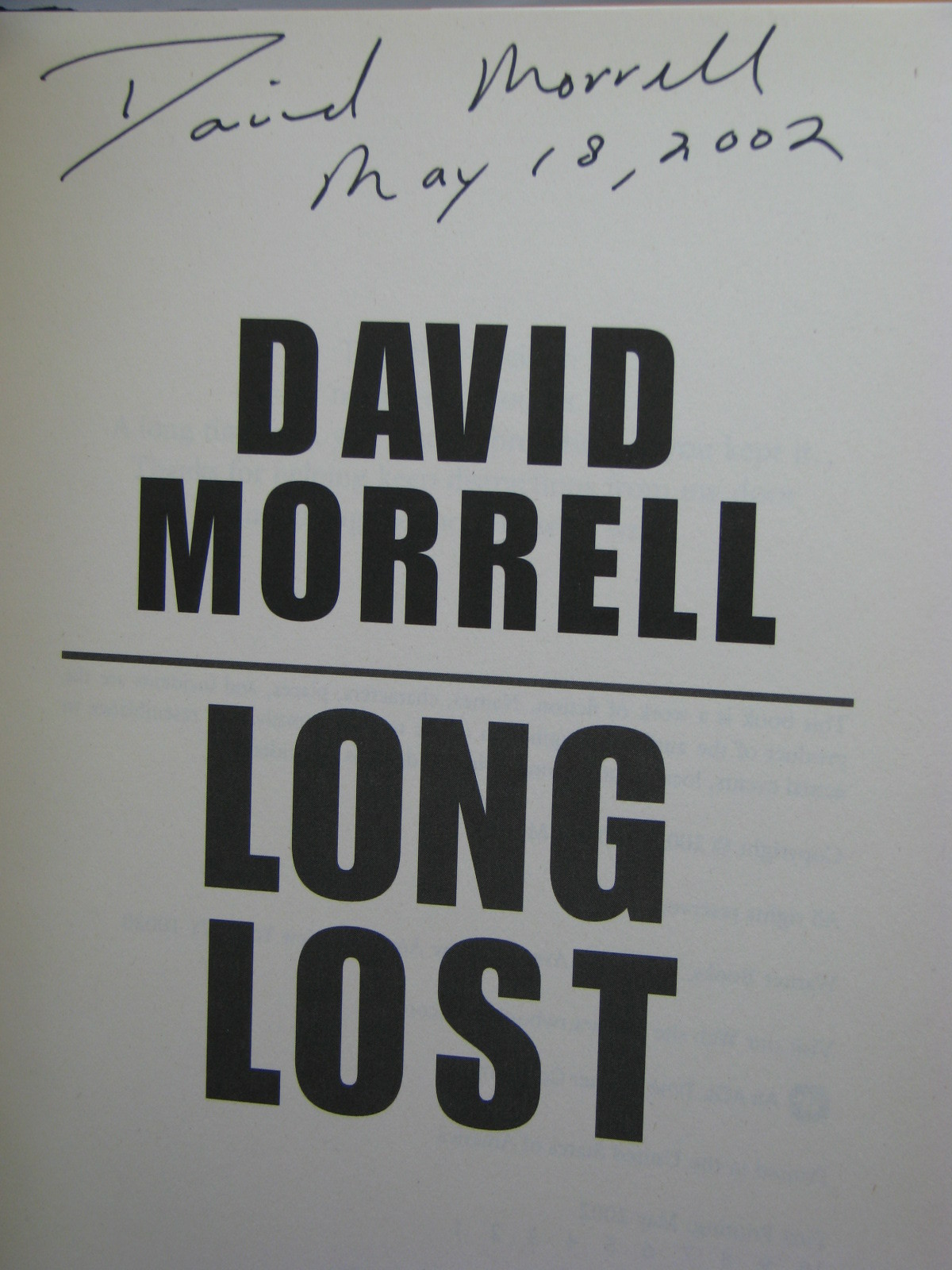 1st,signed by author,Long Lost by David Morrell(2002,HB)author who ...